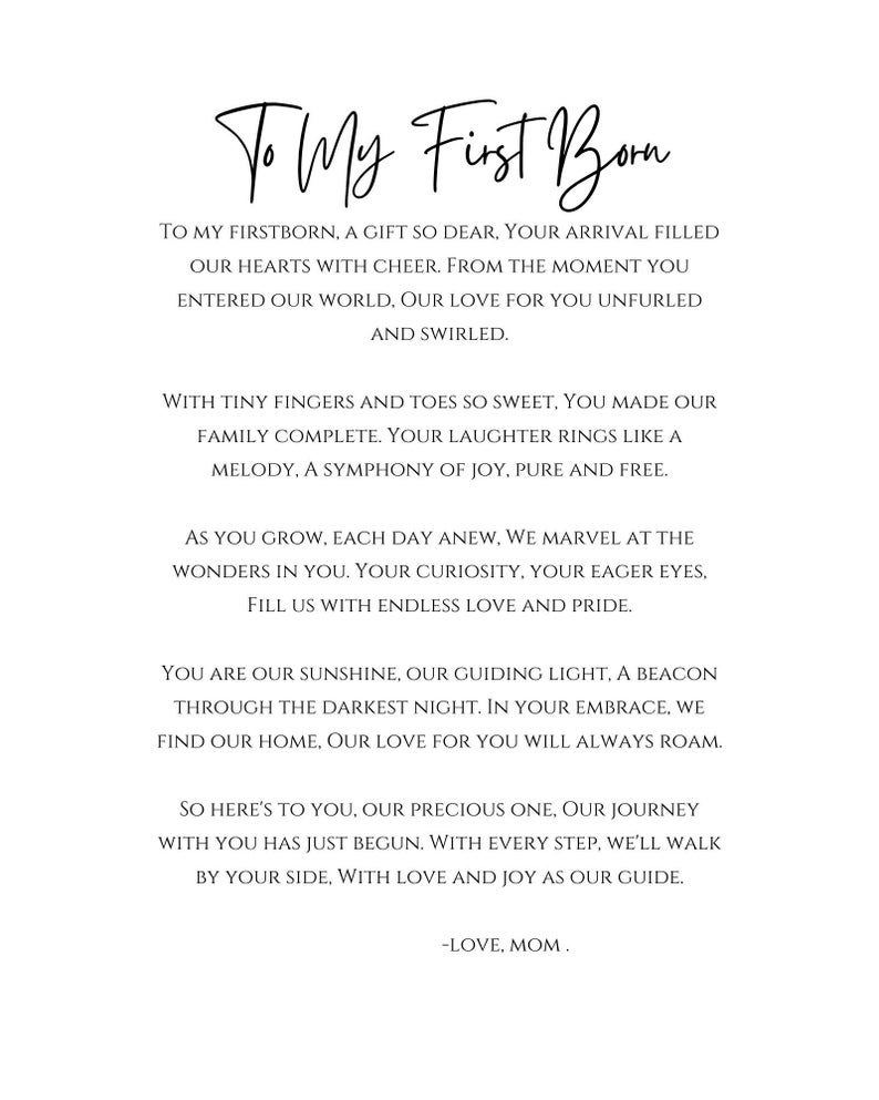 Firstborn Poem, My First Born Poem, Gift for Son Gift for Daughter ...