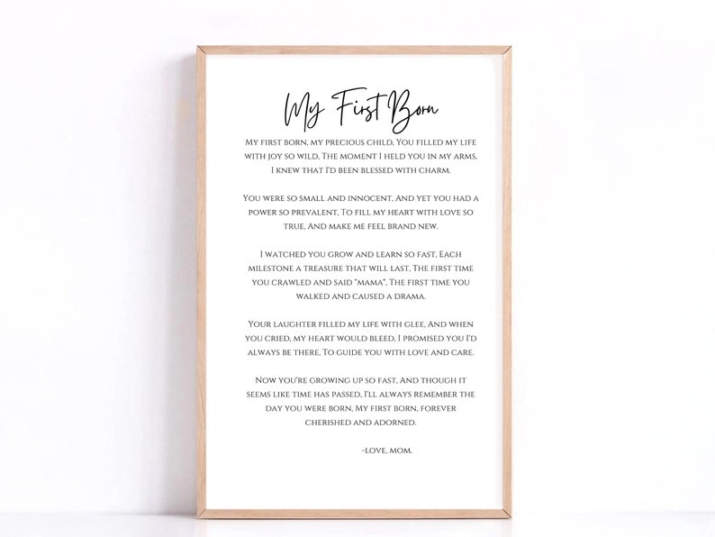 My First Born Poem, Gift for Daughter Gift for Son Wedding Gift ...
