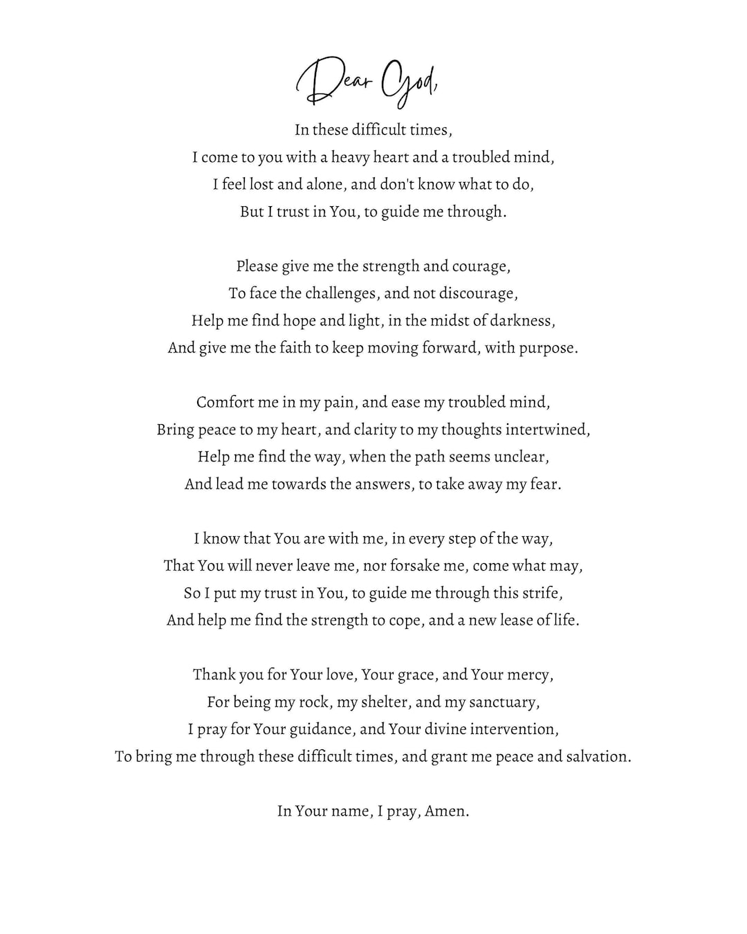Prayer for Fear, Anxiety, Depression| Prayer for Difficult Times| Faith ...