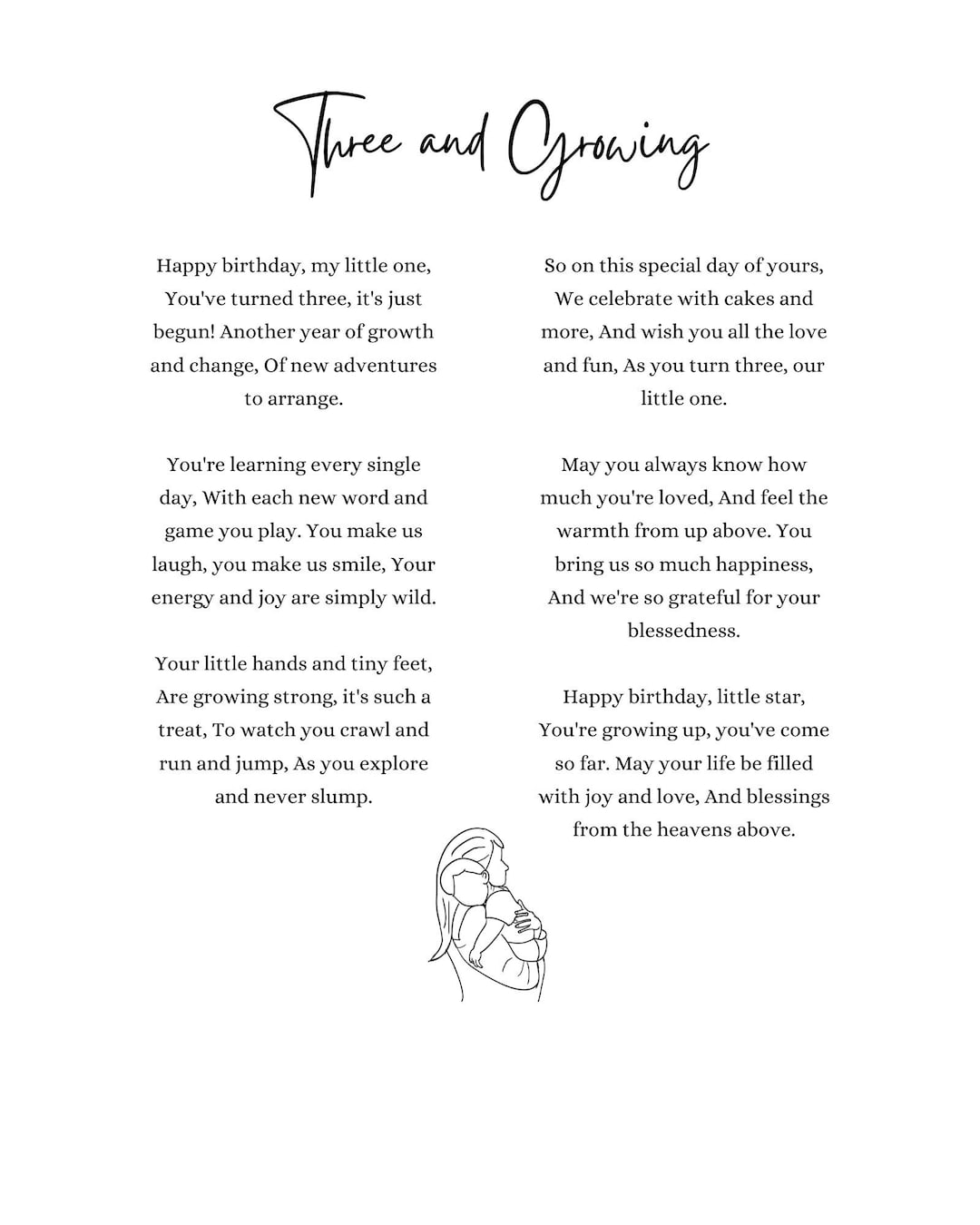 Three and Growing (3rd Birthday Poem| Third Birthday Poem| Three Years ...