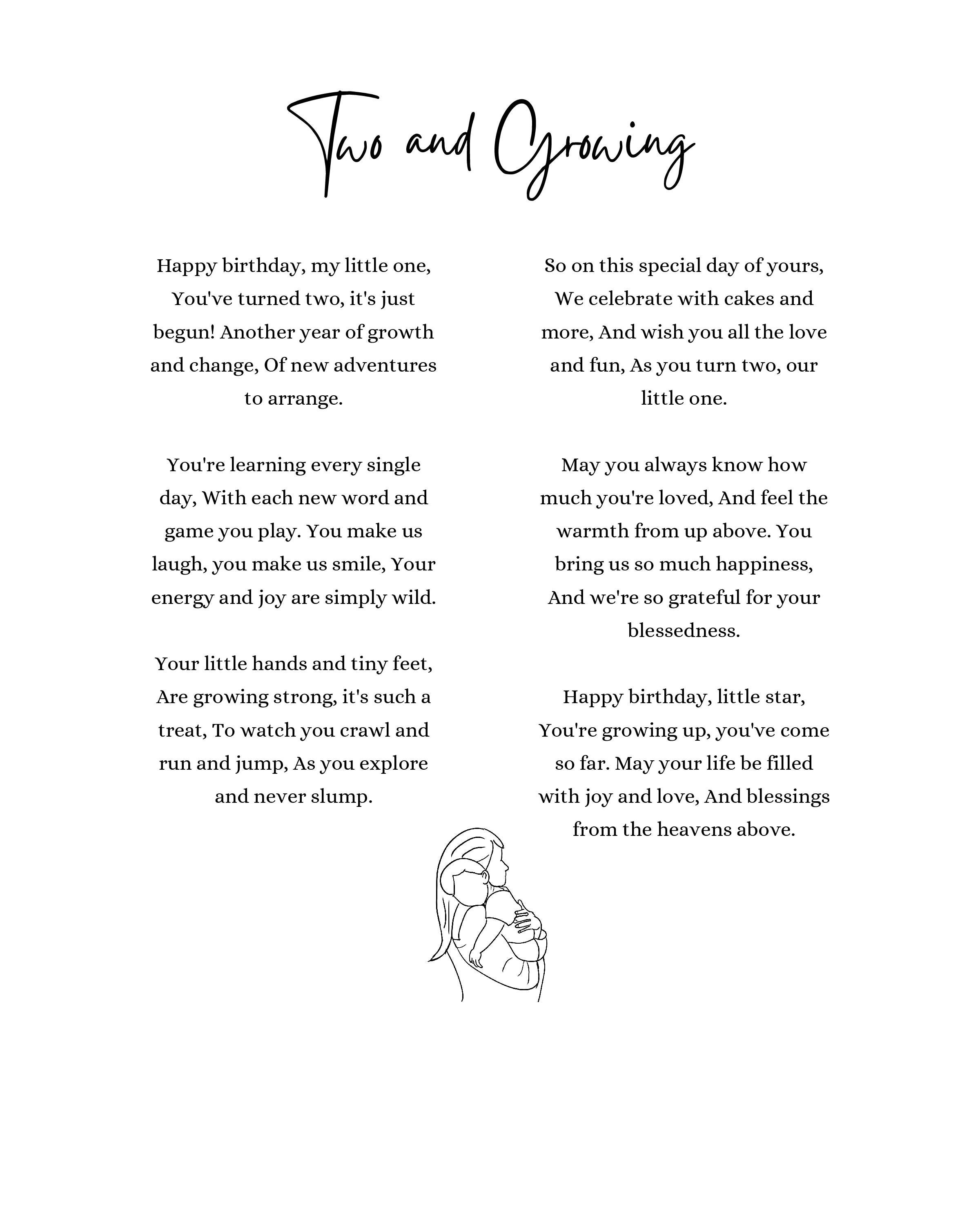 Two and Growing (2nd Birthday Poem| Second Birthday Poem| Two Years Old ...