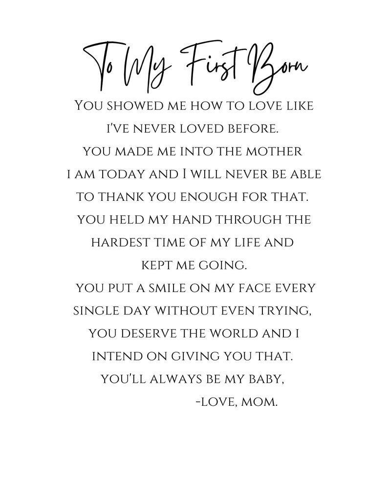 To My First Born Poem, Gift for Son Gift for Daughter Wedding Gift ...