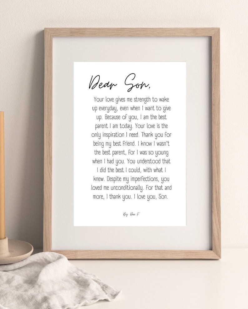 Dear Son Poem| Mother Son Quotes Prints, Son Poem, Son Prayer, Mom Life ...