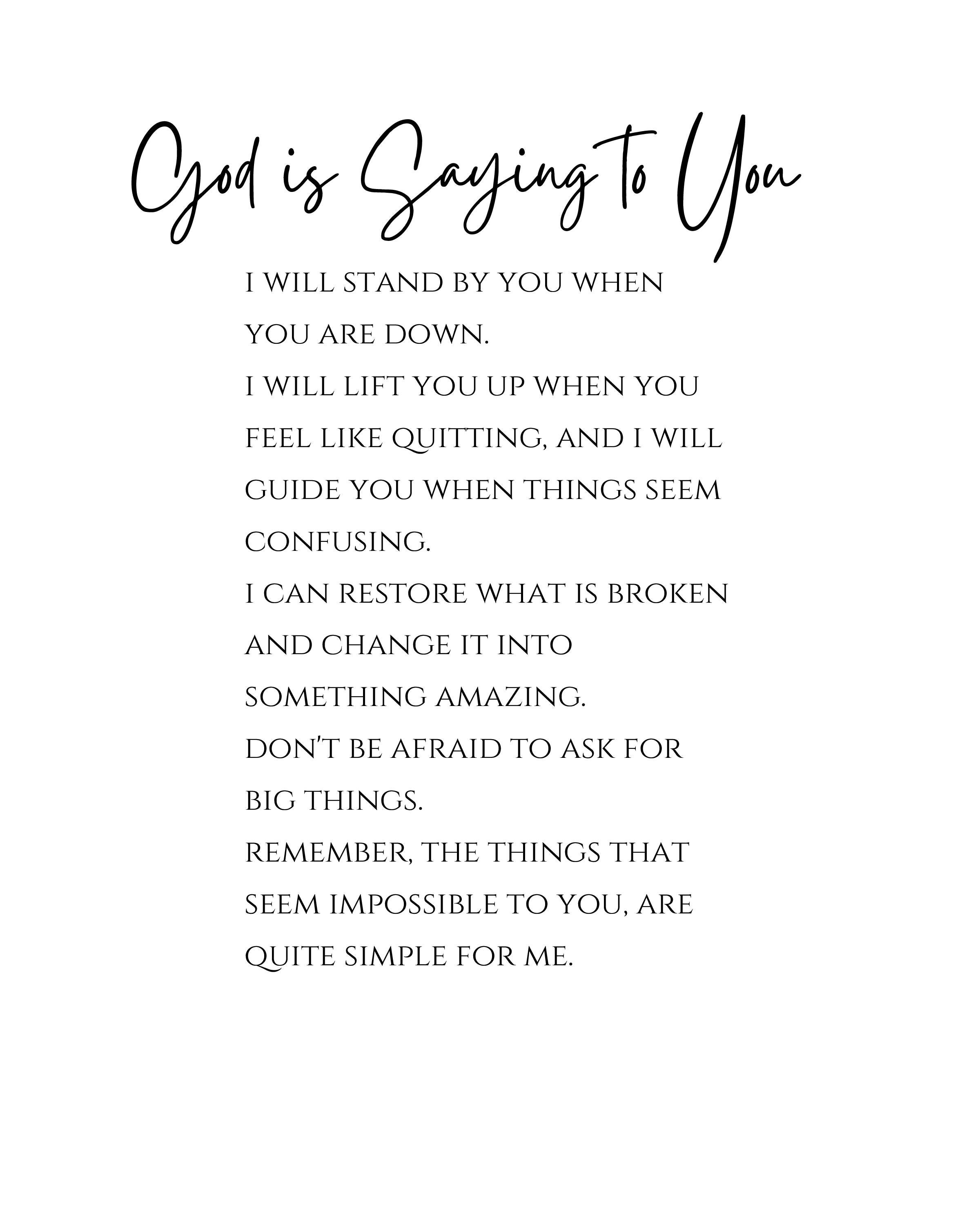 God is Saying to You Prayer Poem, Prayer for Healing Difficult Times ...