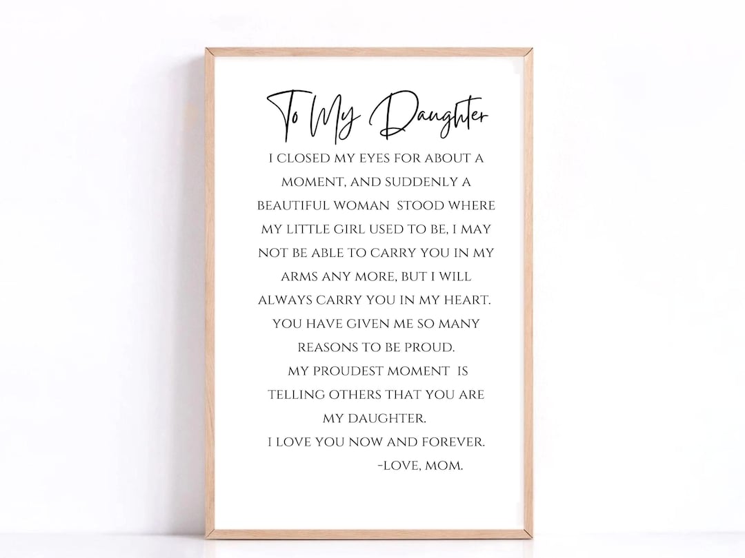 To My Daughter Poem, Wedding Gift, Graduation Gift, Birthday Gift to ...