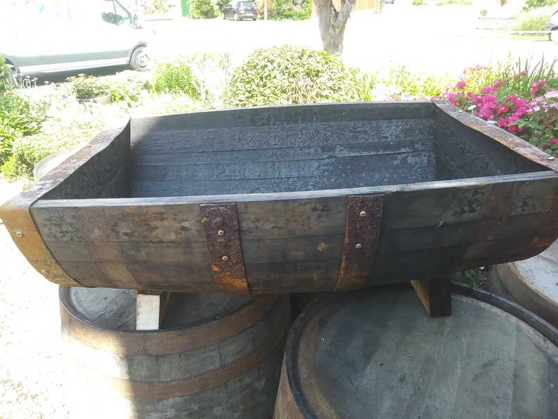 Oak Whiskey Barrel Trough - Etsy