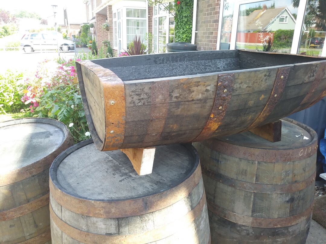 Oak Whiskey Barrel Trough - Etsy