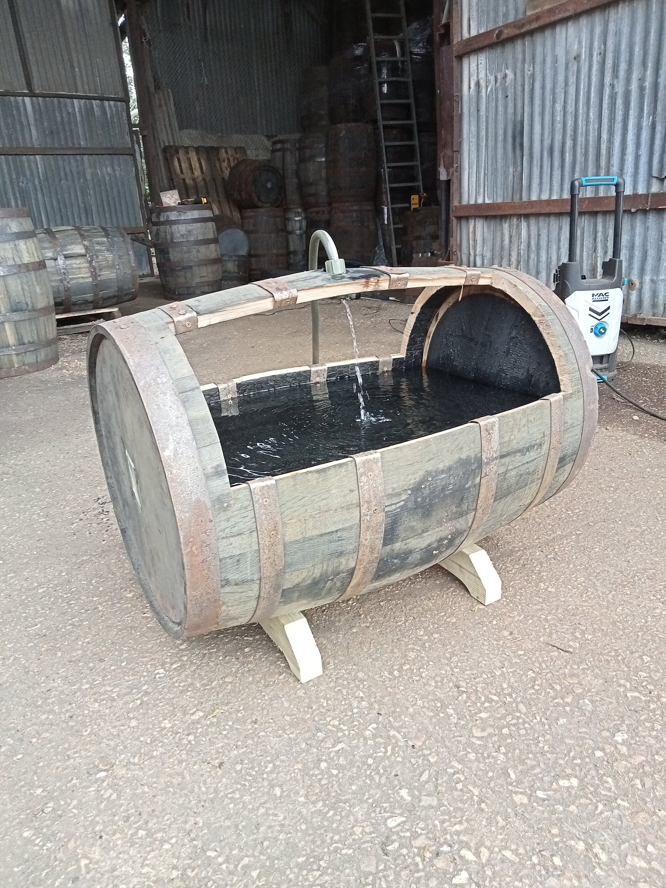 Water Tight Oak Whiskey Barrel Pond Feature Lilleys Fish Water Plants ...