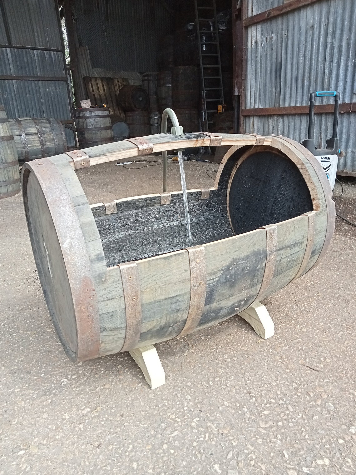 Water Tight Oak Whiskey Barrel Pond Feature Lilleys Fish Water Plants ...
