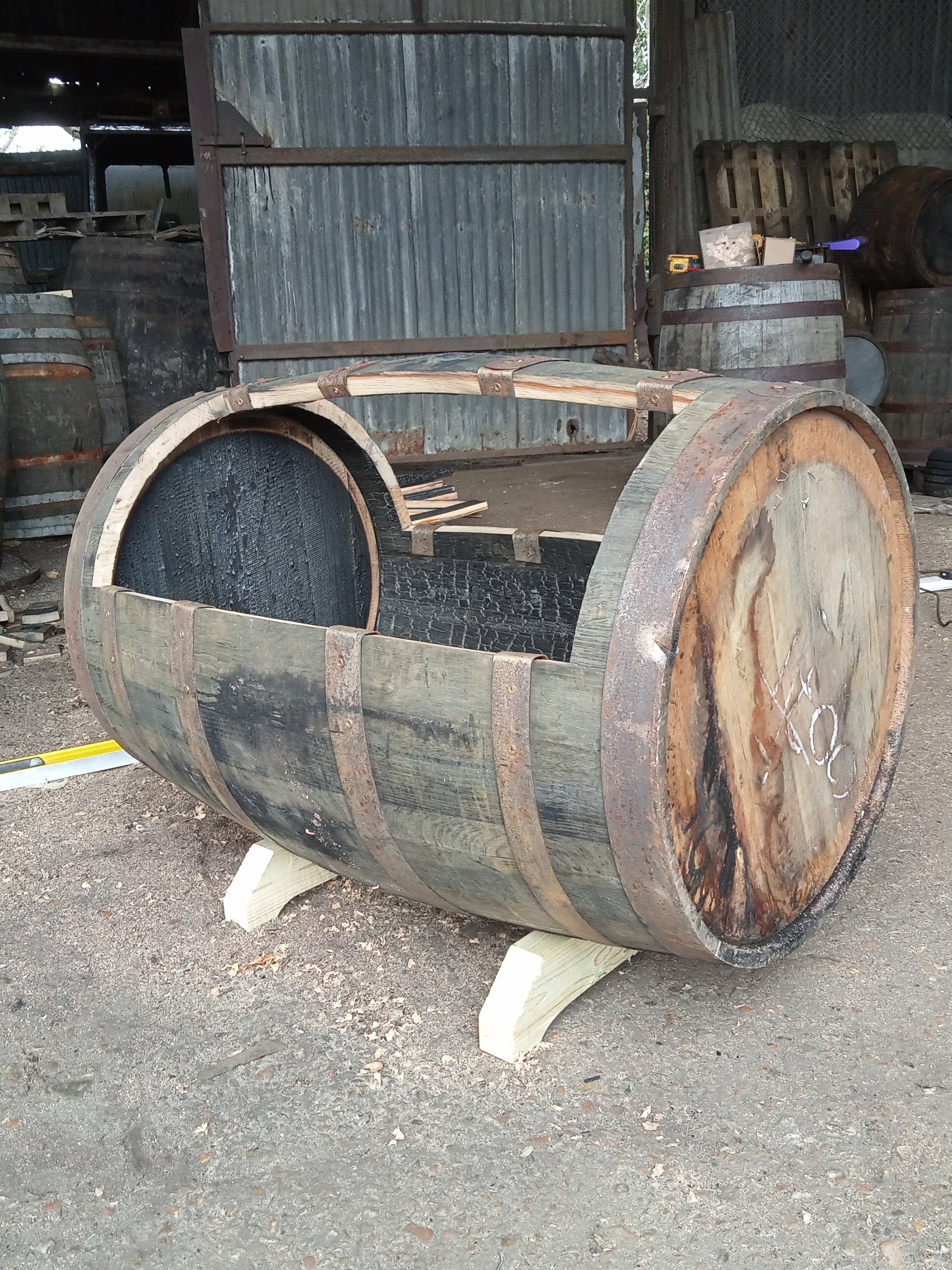 Water Tight Oak Whiskey Barrel Pond Feature Lilleys Fish Water Plants ...
