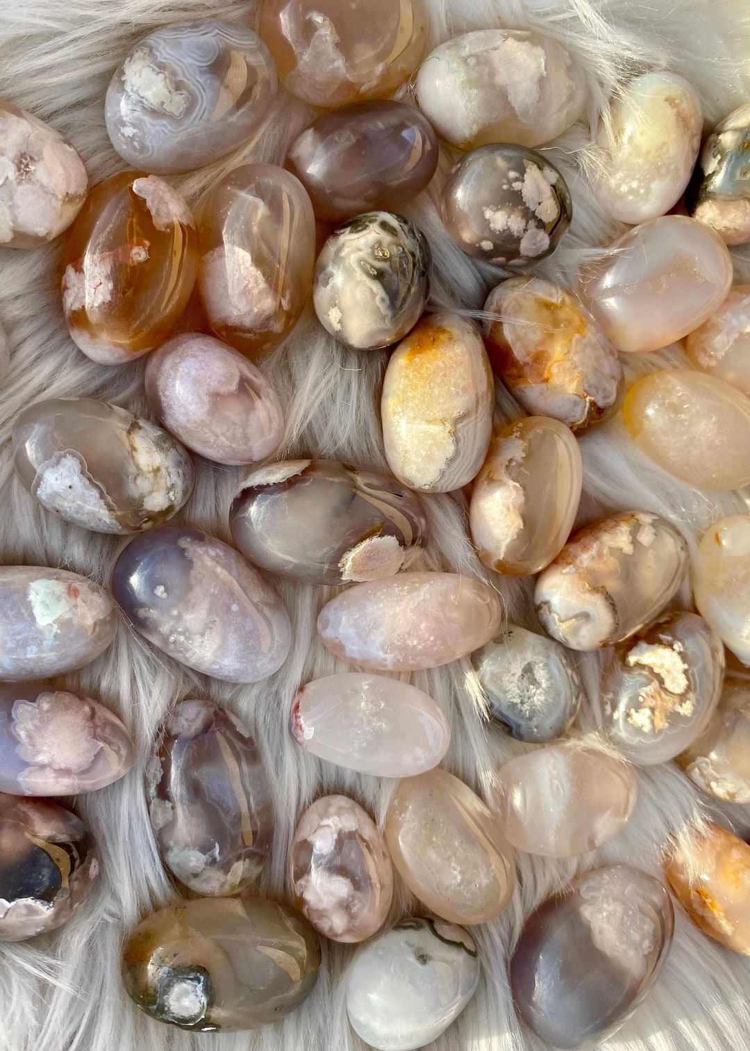 Flower Agate Tumbled Stone Cherry Blossom Pocket Stone - Etsy