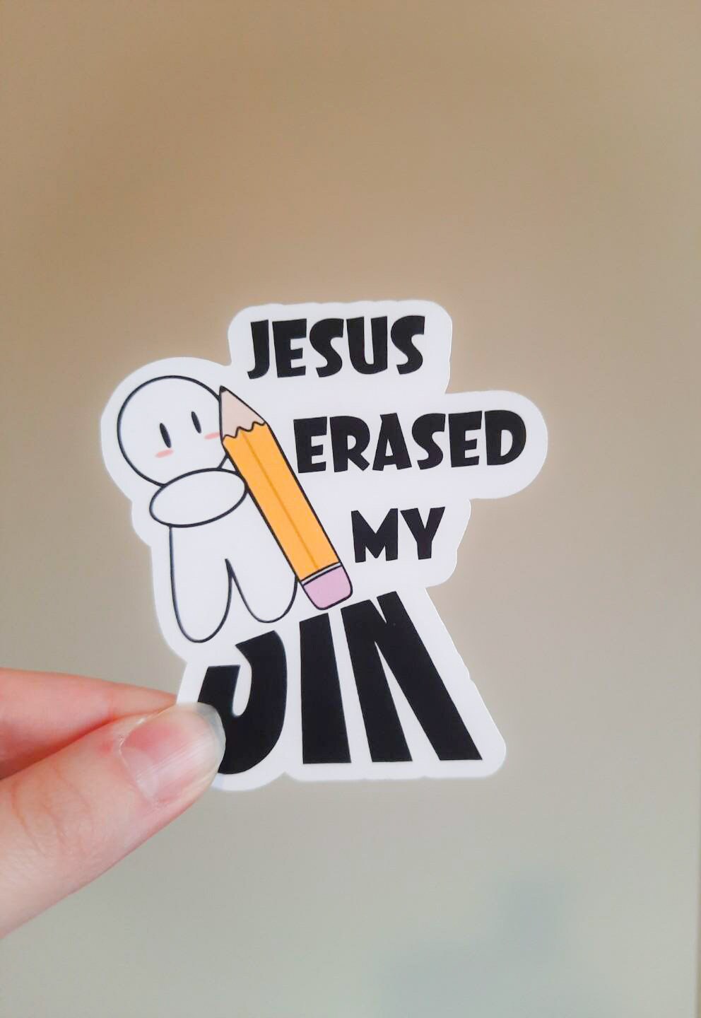 Jesus Erased My Sin Cute Christian Stickers, Kawaii Christian Sticker ...