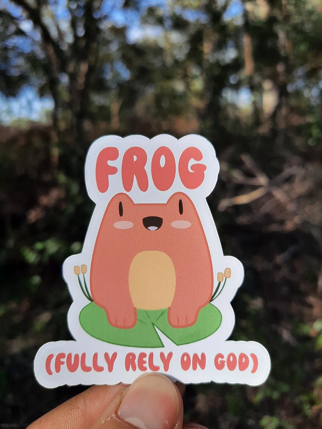 Fully Rely on God Cute Christian Frog Stickers, Christian Kawaii Frog ...