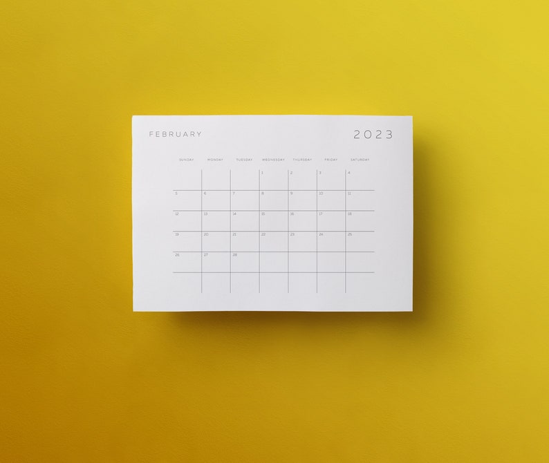 2023 Printable Calendar in Landscape as Minimalist Monthly - Etsy