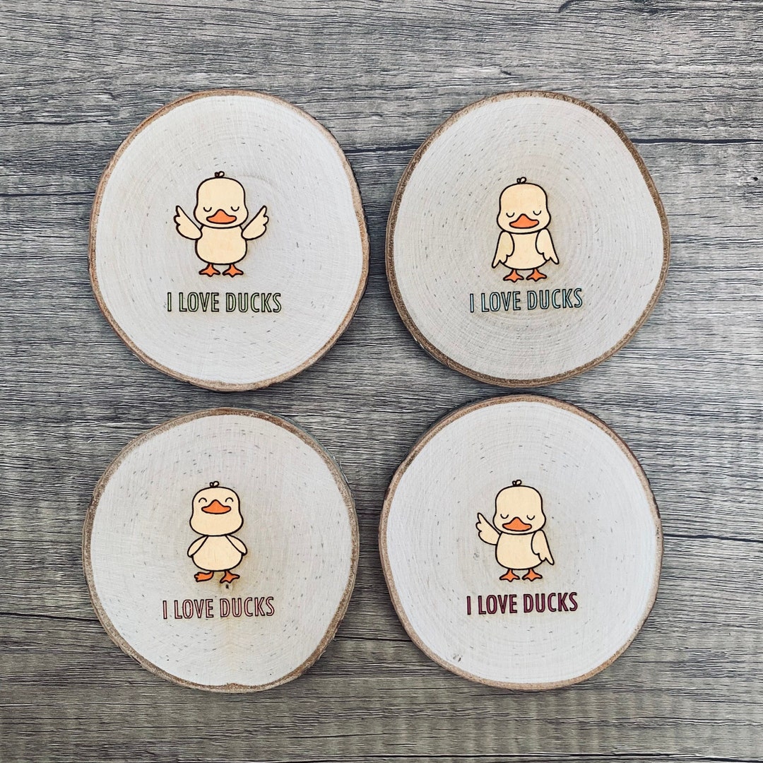 Duck Wood Burned Coaster Set - Etsy