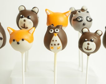 Woodland Animals Hedgehog, Owl, Racoon, Fox Cake Pops, Woodland ...