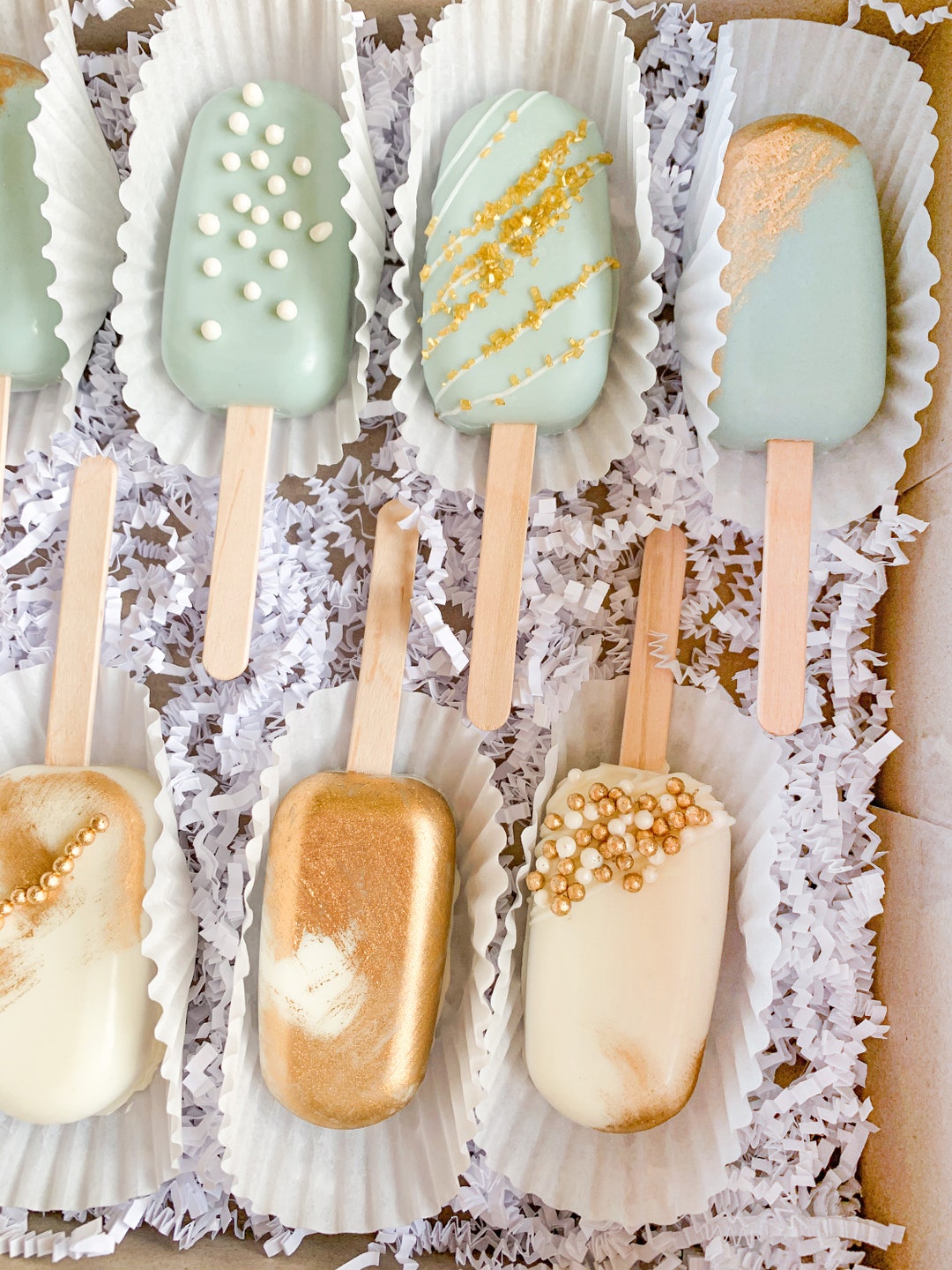 Teal and Gold Cakesicles Cake Pops (12) - Etsy