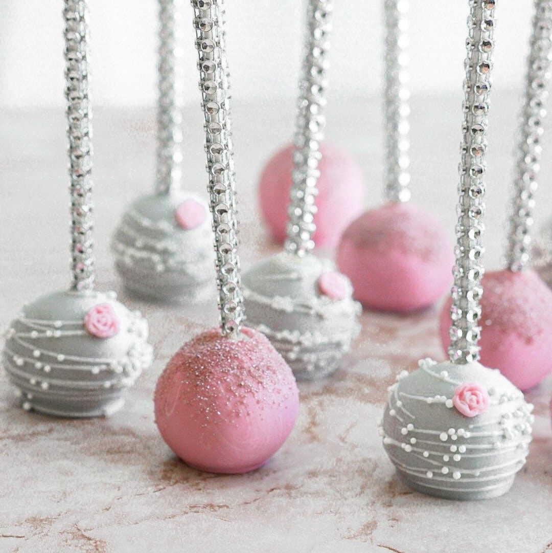 Pink and Silver Birthday Cake Pops - Etsy