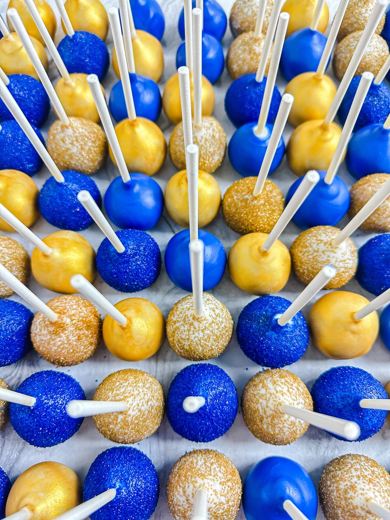 Royal Blue and Gold Cake Pops Party Favors(dozen) - Etsy