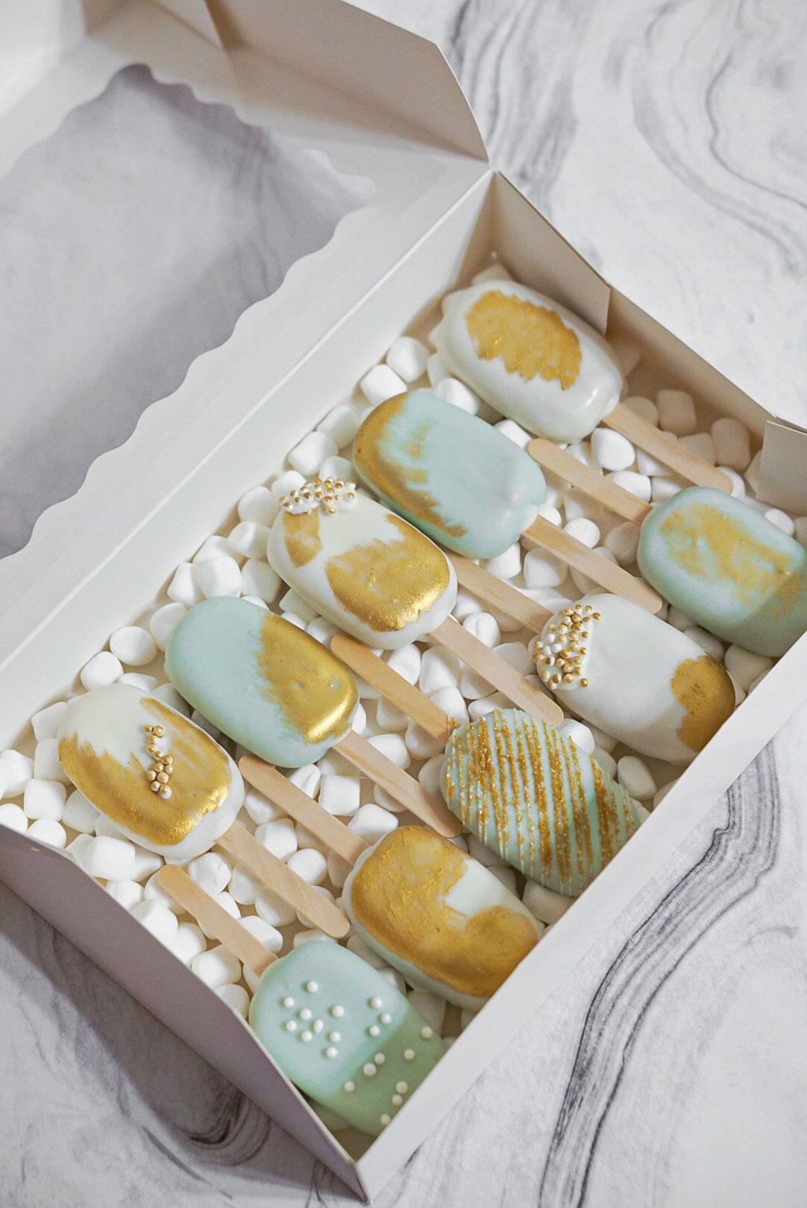 Teal and Gold Cakesicles Cake Pops - Etsy
