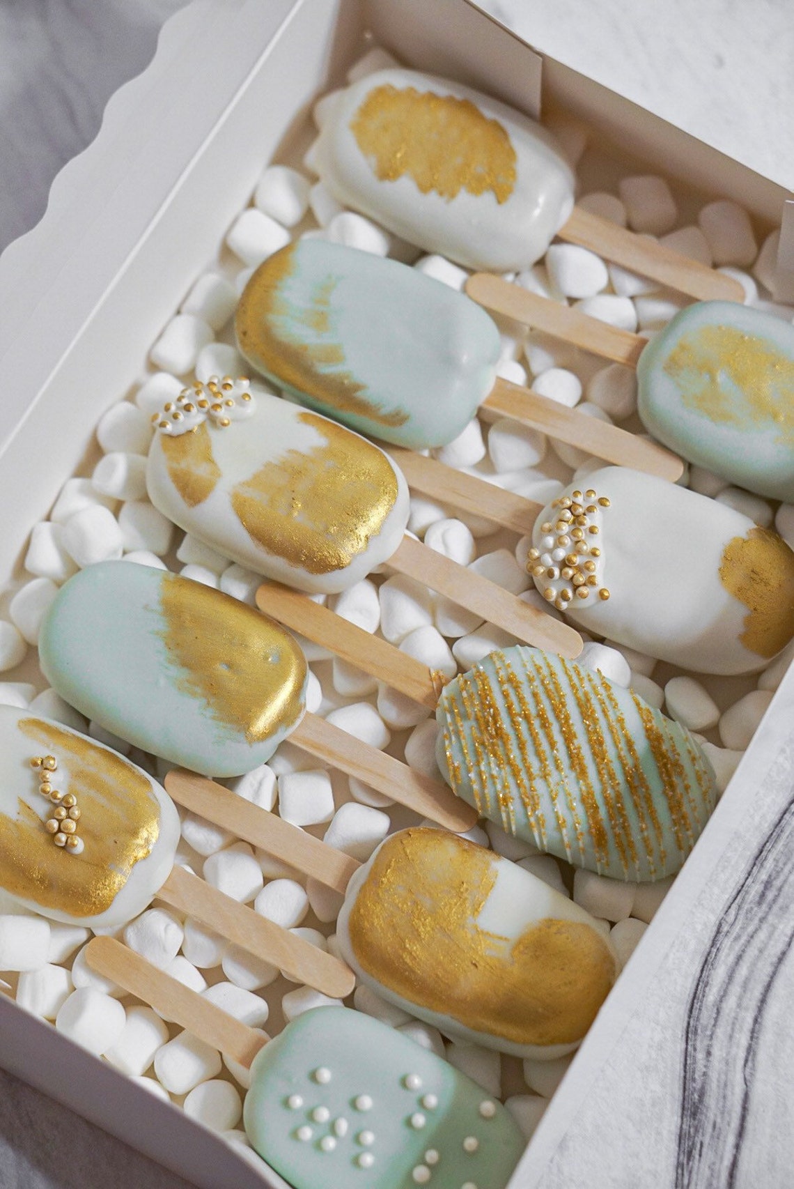 Teal and Gold Cakesicles Cake Pops - Etsy