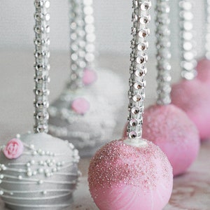 Pink and Silver Birthday Cake Pops - Etsy