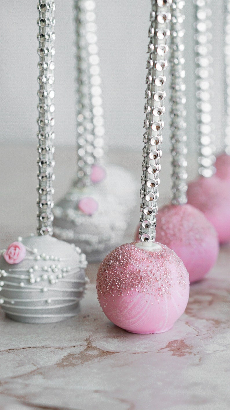 Pink and Silver Birthday Cake Pops - Etsy