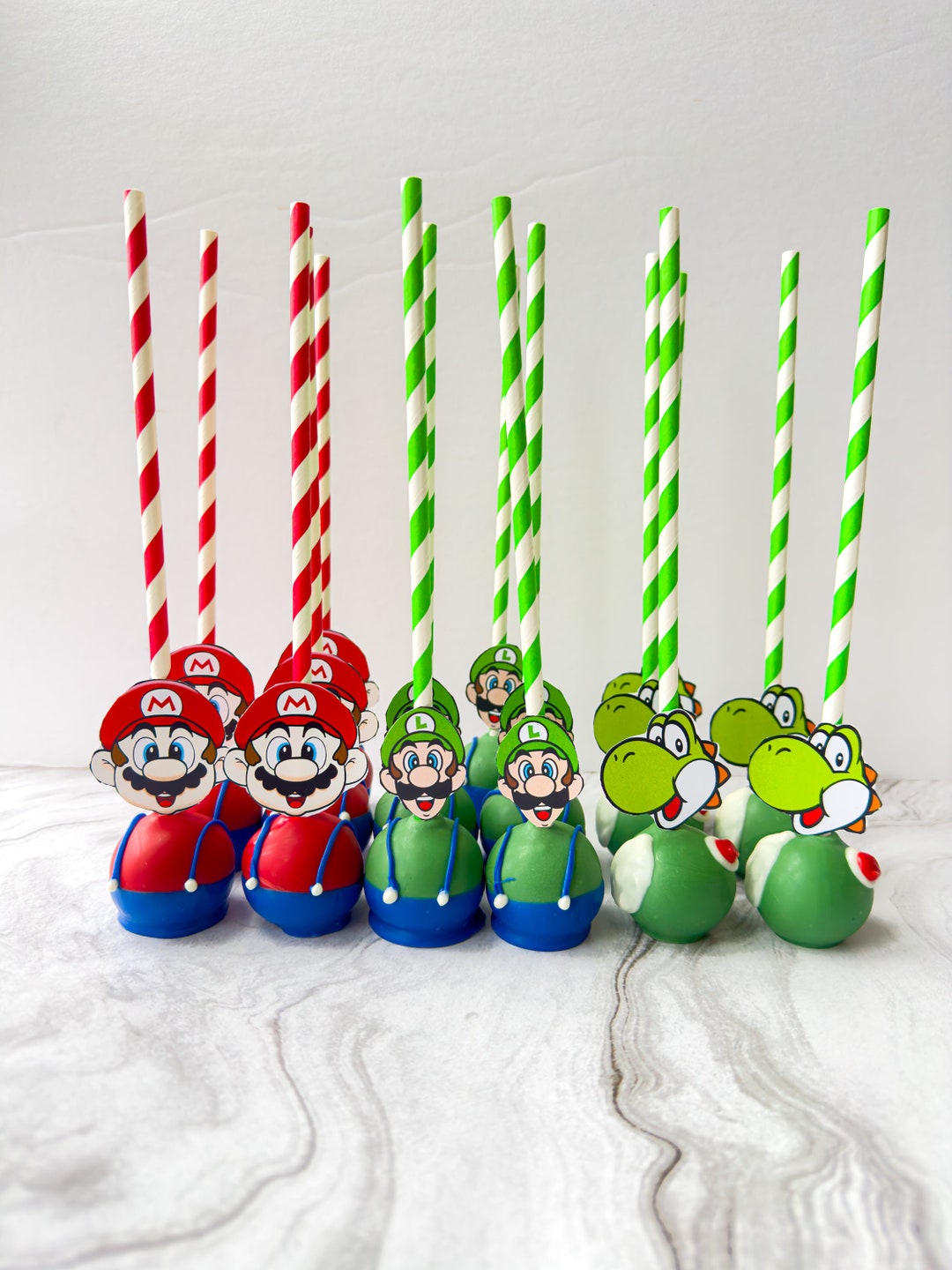 Super Mario Bros Inspired Cake Pops, Super Cake Pops, Yoshi Birthday ...
