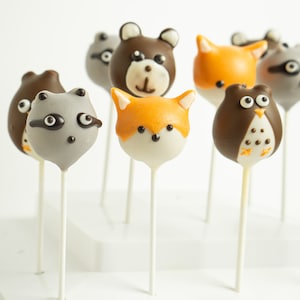 Woodland Animals Hedgehog, Owl, Racoon, Fox Cake Pops, Woodland ...