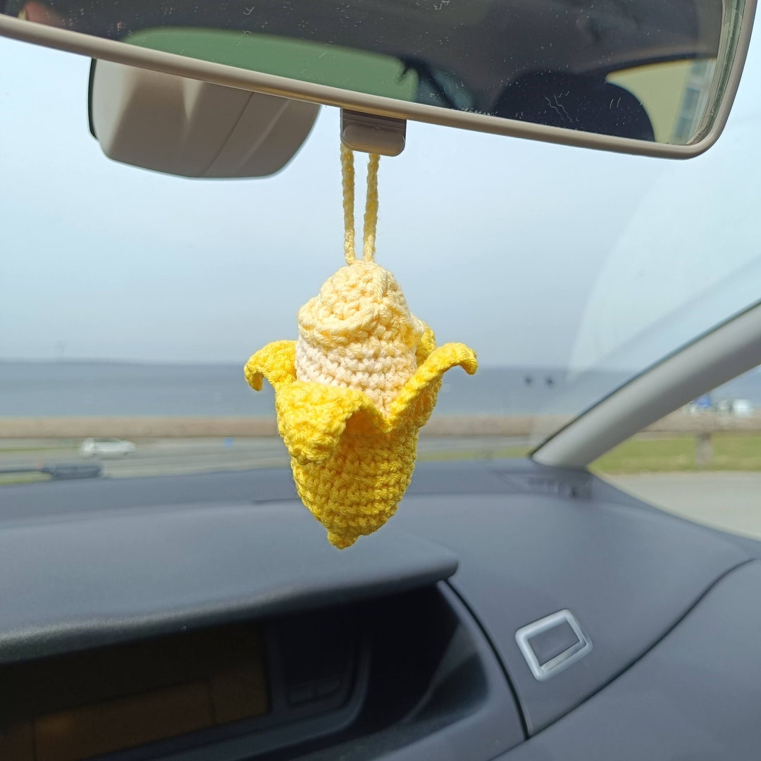 Crochet Banana Car Mirror Hanging: Funny Handmade Ornament - Etsy