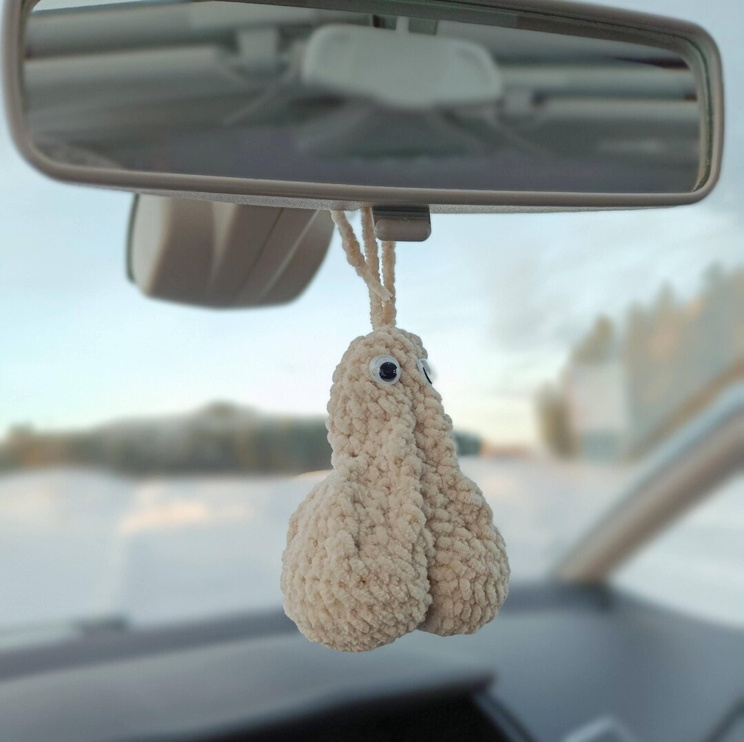 Plush Saggy Balls Car Mirror Hanging, Funny Handmade Gift for Him - Etsy