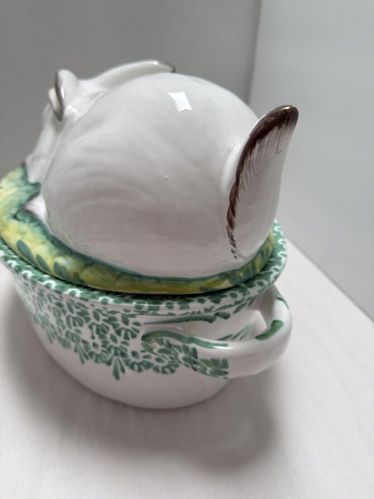 Hand Painted Ceramic Casserole With White Rabbit Lid for Easter - Etsy