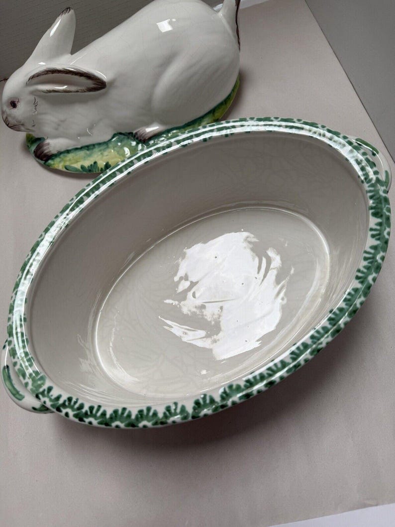 Hand Painted Ceramic Casserole With White Rabbit Lid for Easter - Etsy