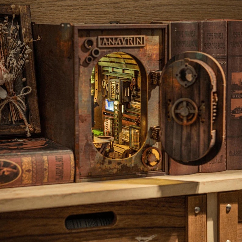 Abandoned Submarine Book Nook Kit – DIY Miniature Shelf Insert With LED, Nautical Steampunk ...