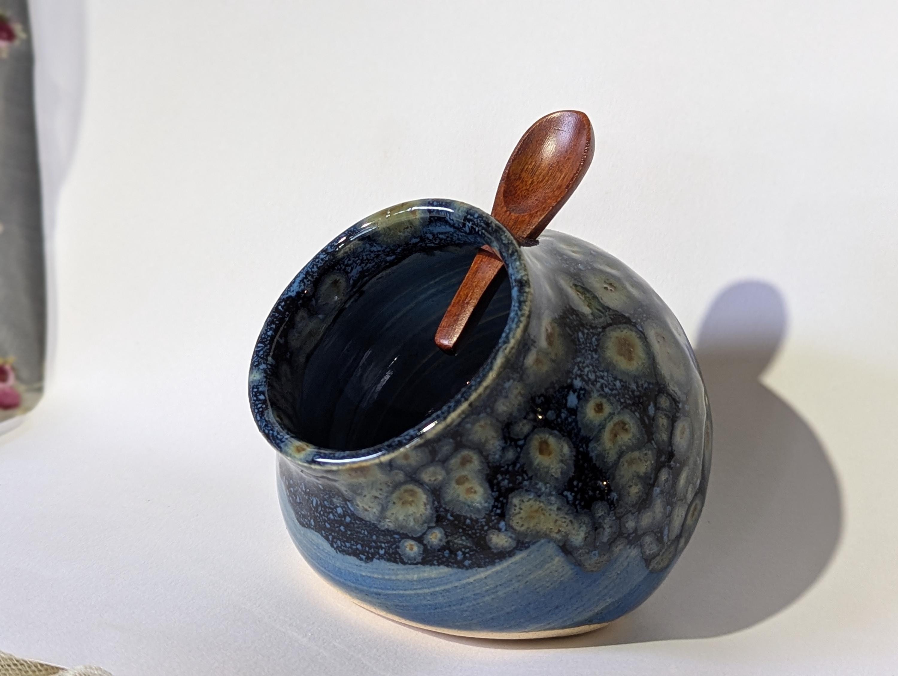 Gorgeous Salt Pig or Salt Box Handmade Ceramic With Wooden Spoon ...