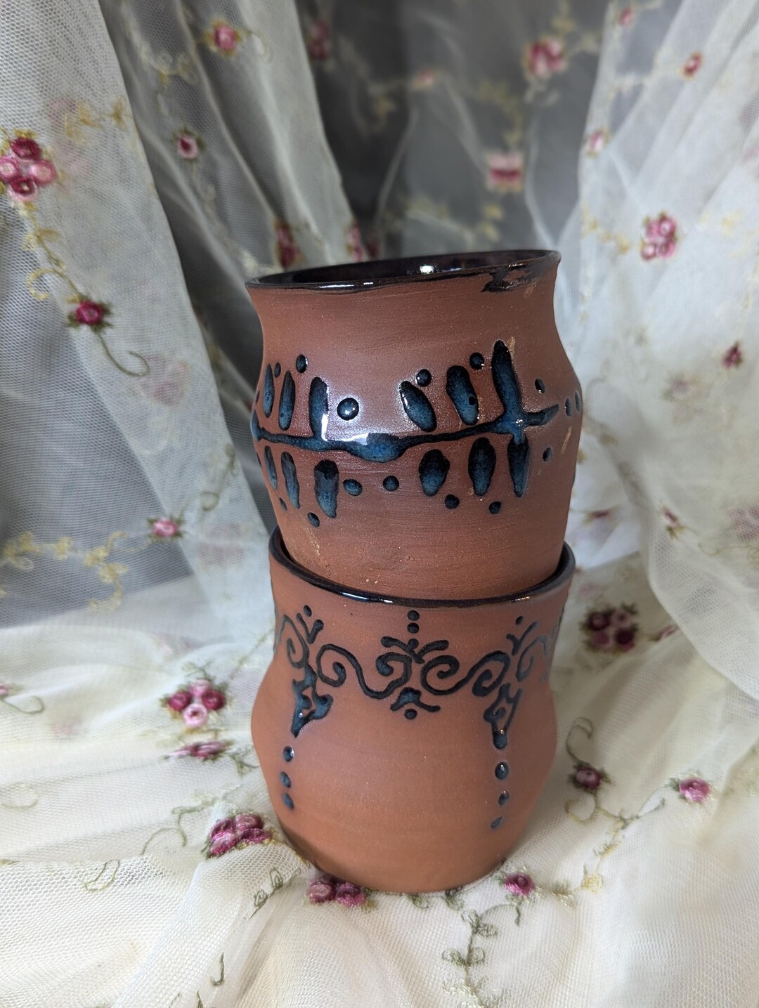 Traditional Chai Cups, Tea Cups, Wine Cups Set of 2 With Blue Interior ...
