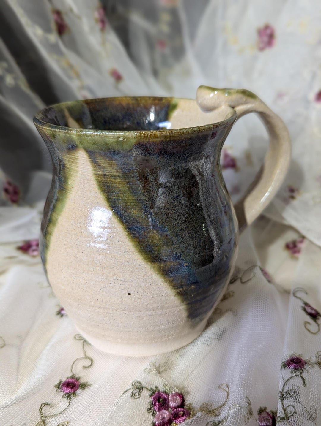 Handmade Pottery Mug With Triangle Pattern - Etsy