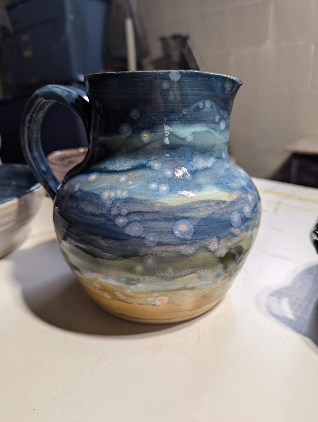 Beautiful Ocean Inspired Pattern Pitcher Handmade Stoneware Pottery 50 ...