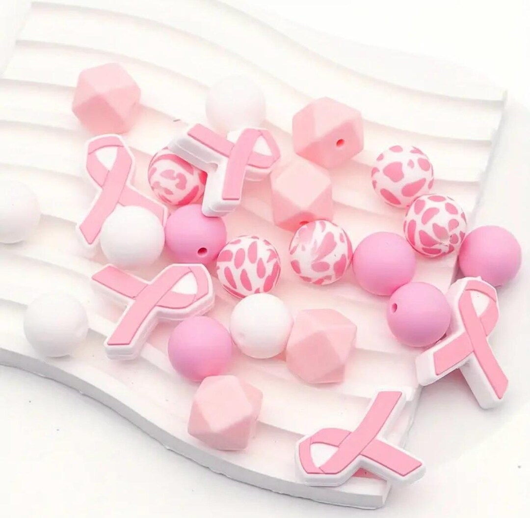 Breast Cancer Bead Set With Focal Bead Charms for Jewelry Making ...