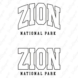 Zion National Park Svg, Digital Download, College Font Svg, Vacation ...
