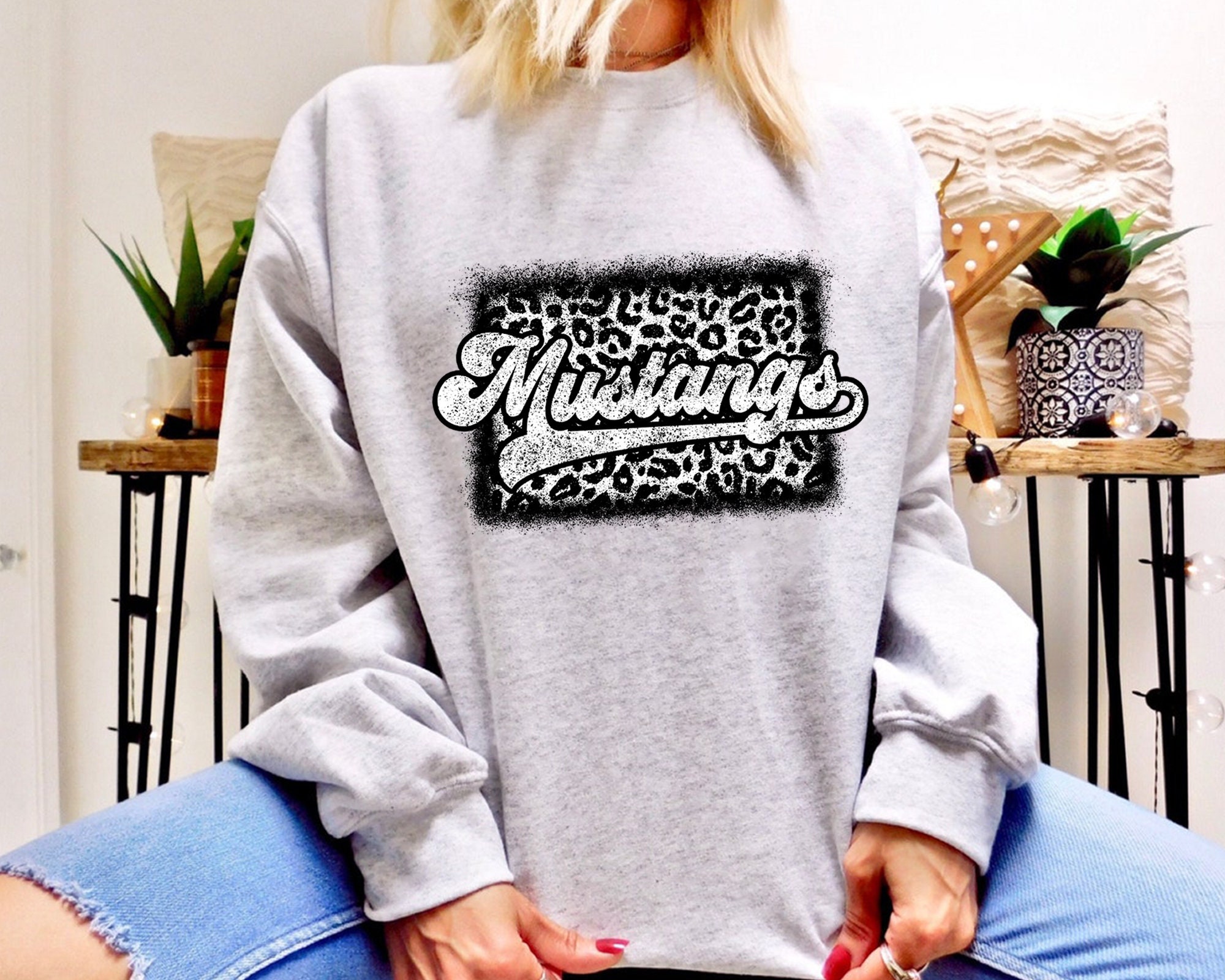 Leopard Mustangs Retro Team Design Png Mustangs Mascot - Etsy