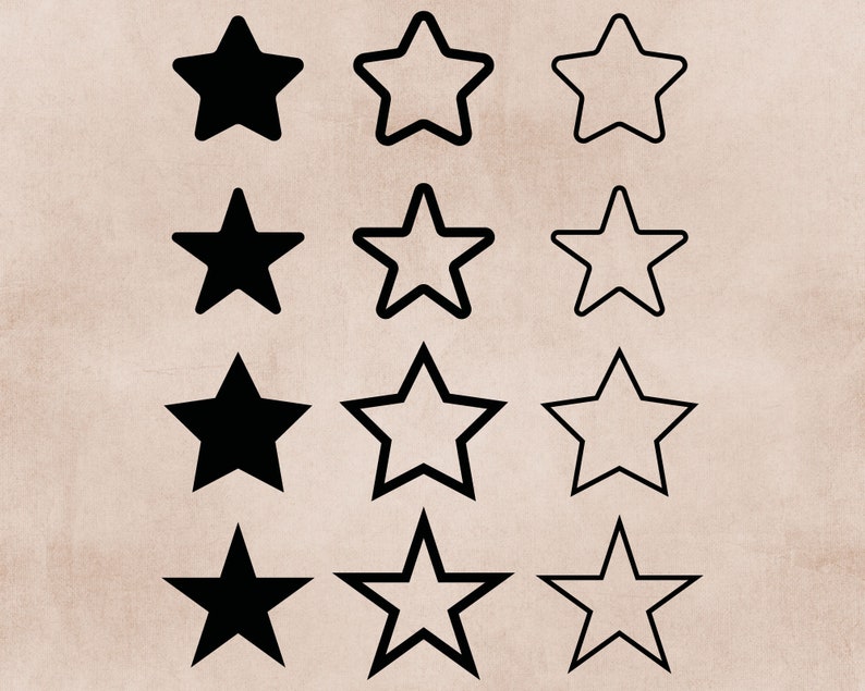 Star Outline Svg Bundle Star Svg Cricut Rounded Star Svg - Etsy