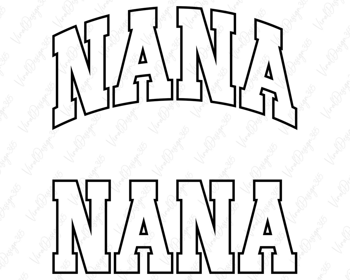 Nana Svg Digital Download Arc Nana Svg Varsity Font Svg - Etsy Canada