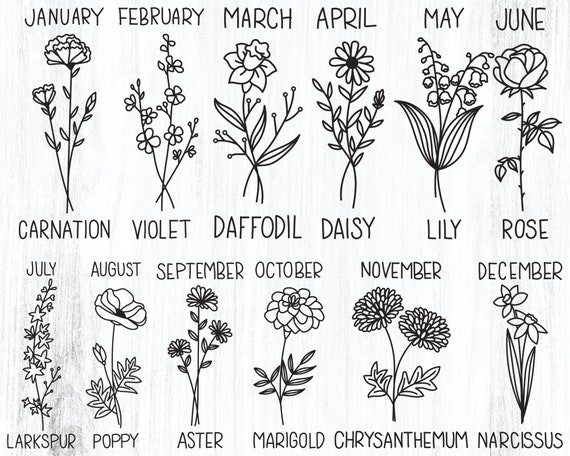 Birth Month Flower Svg Digital Download Flower Bouquet Frame - Etsy