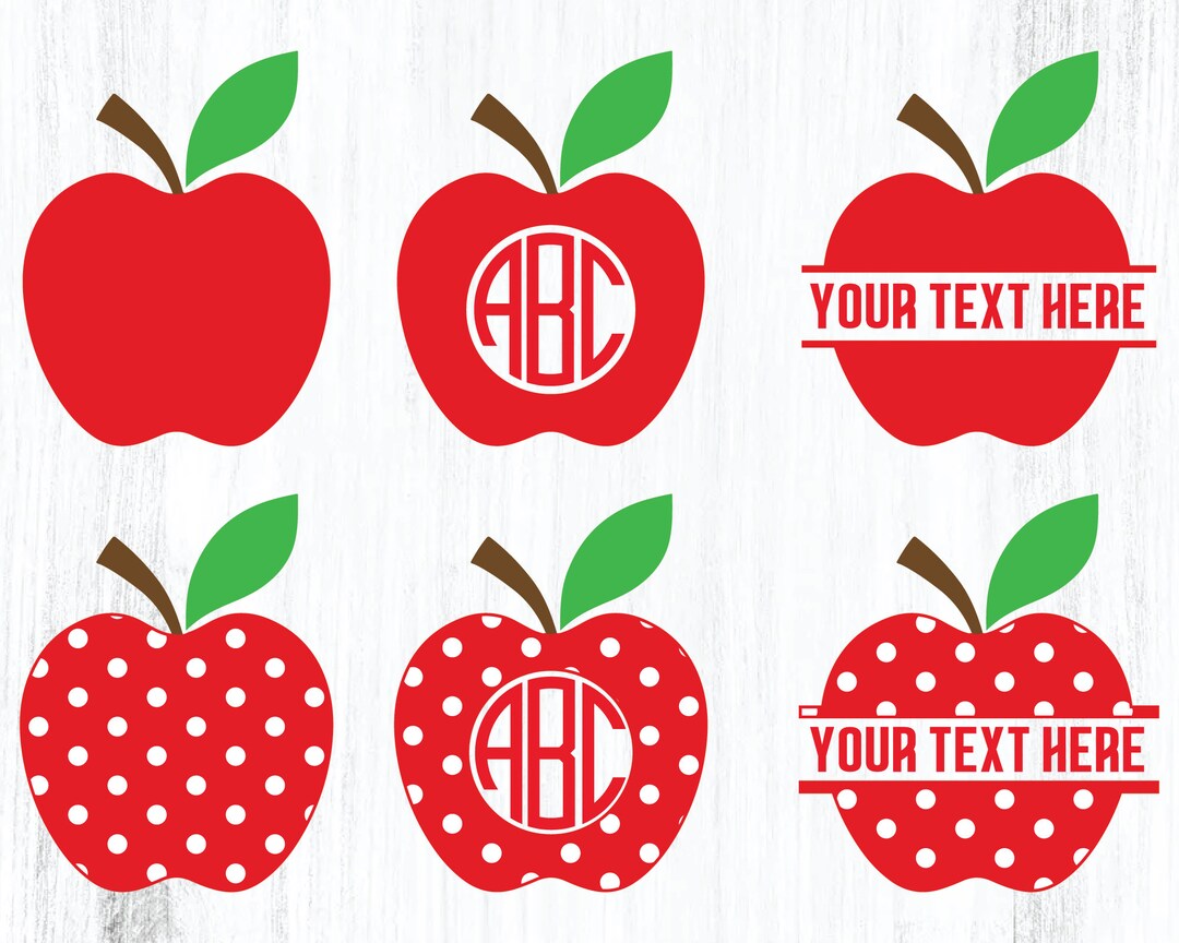 Apple Name Frame Svg, Digital Download, Apple Monogram Svg, School Svg ...