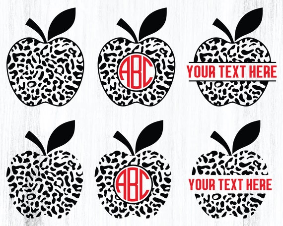 Cheetah Apple Name Frame Svg Digital Download Apple Monogram - Etsy