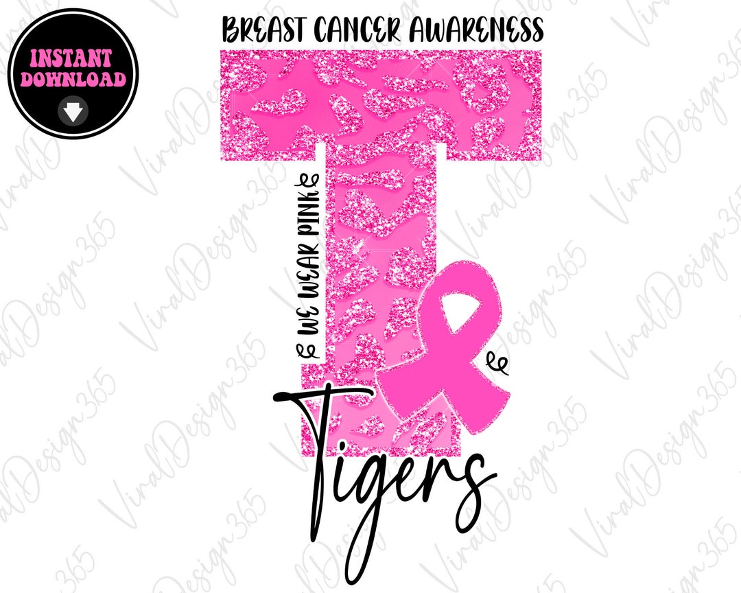 Tigers Breast Cancer PNG, Pink Glitter, Leopard, Tigers Sublimation ...