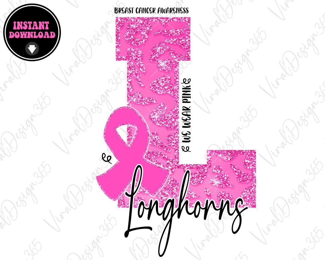 Longhorns Breast Cancer PNG, Pink Glitter, Leopard, Longhorns ...
