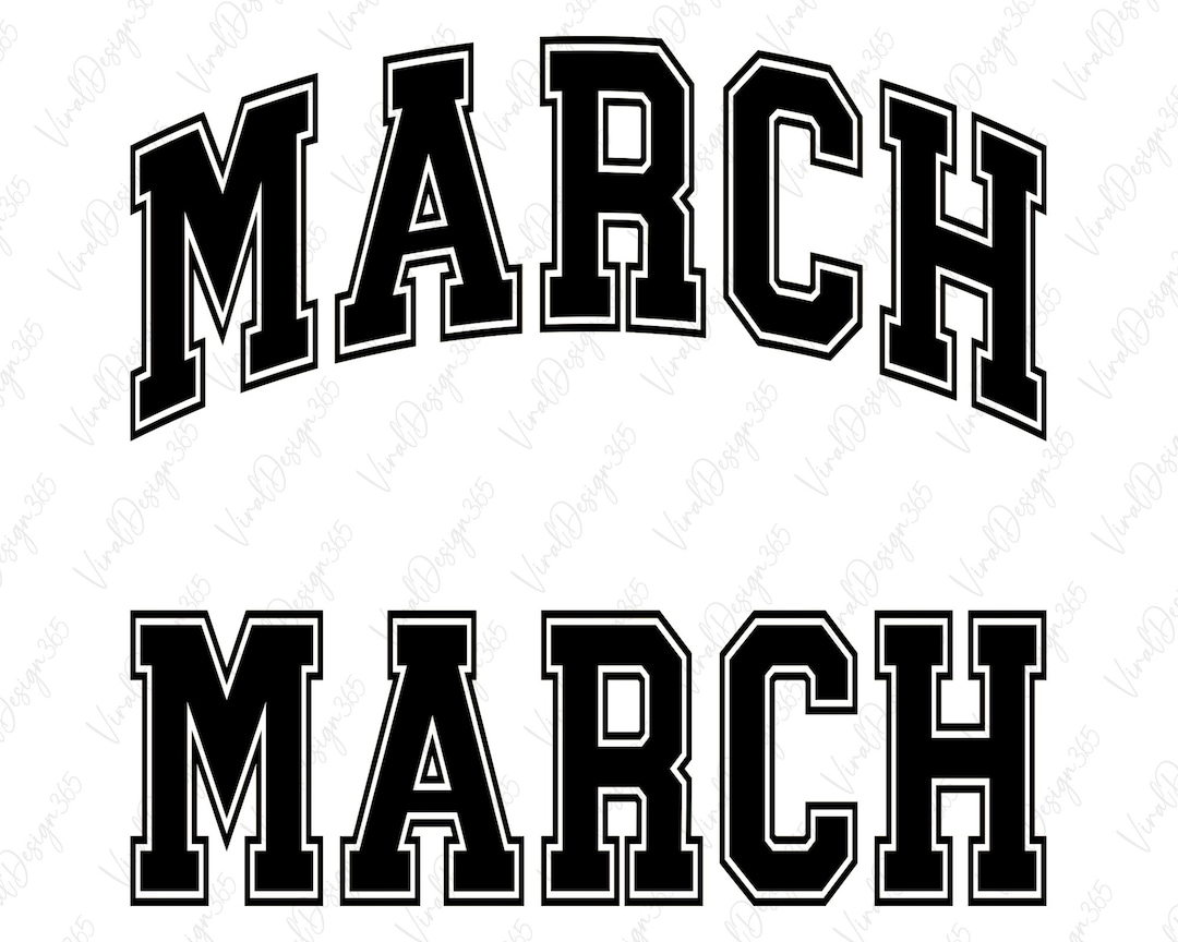 March Svg, Digital Downloads, Arc March Svg, Months Svg, Varsity Font ...