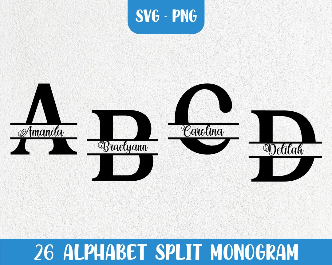Split Monogram Alphabet Svg, Letters Svg, A-z Monogram Svg, Alphabet ...